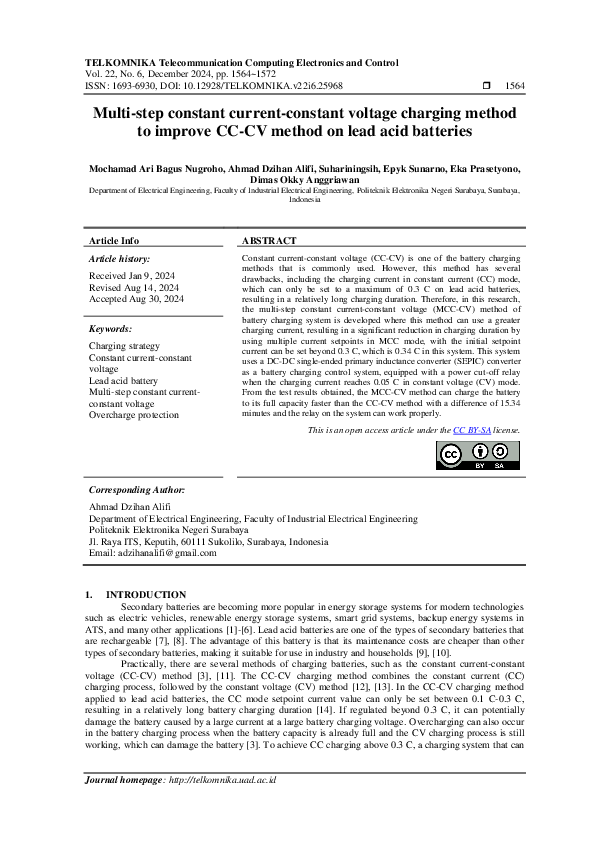 (PDF) Multi-step constant current-constant voltage charging method to improve CC-CV method on ...