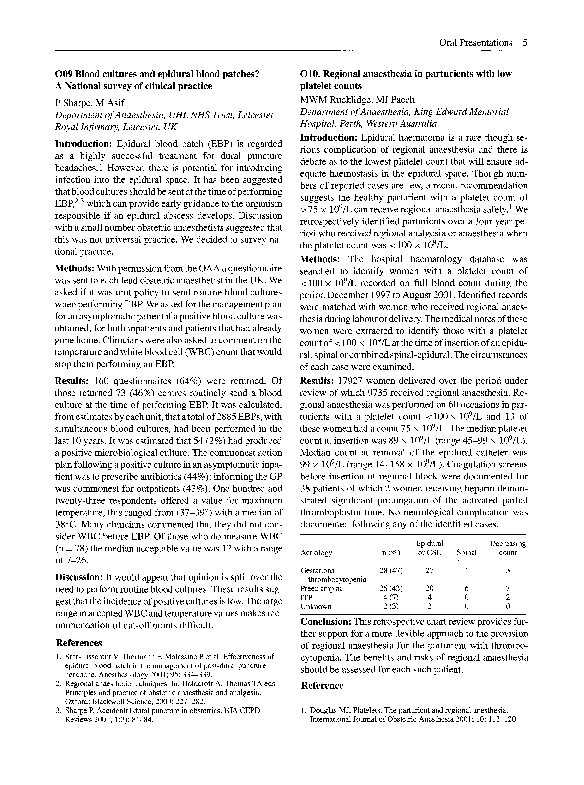 (PDF) Blood cultures and epidural blood patches? A National survey of ...