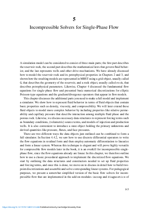 (PDF) Incompressible Solvers for Single-Phase Flow