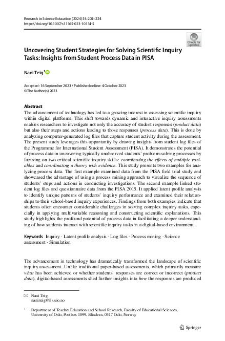 (PDF) Uncovering Student Strategies for Solving Scientific Inquiry ...