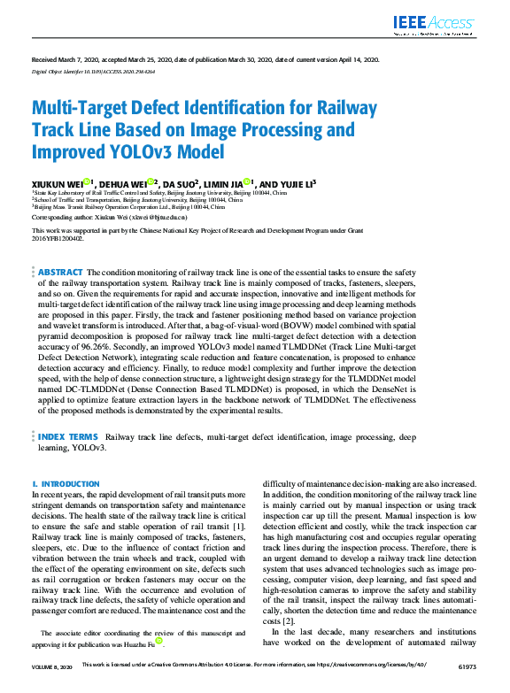 (PDF) Multi-Target Defect Identification for Railway Track Line Based on Image Processing and ...