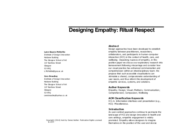 (PDF) Designing Empathy: Ritual Respect