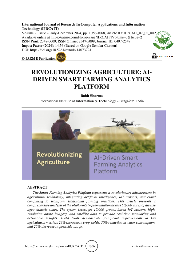 (PDF) REVOLUTIONIZING AGRICULTURE: AIDRIVEN SMART FARMING ANALYTICS ...
