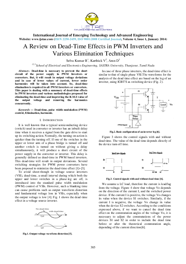 (PDF) A Review on Dead-Time Effects in PWM Inverters and Various Elimination Techniques