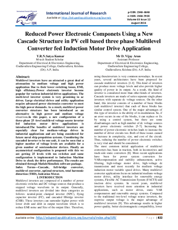 (PDF) Reduced Power Electronic Componets Using a New Cascade Structure ...