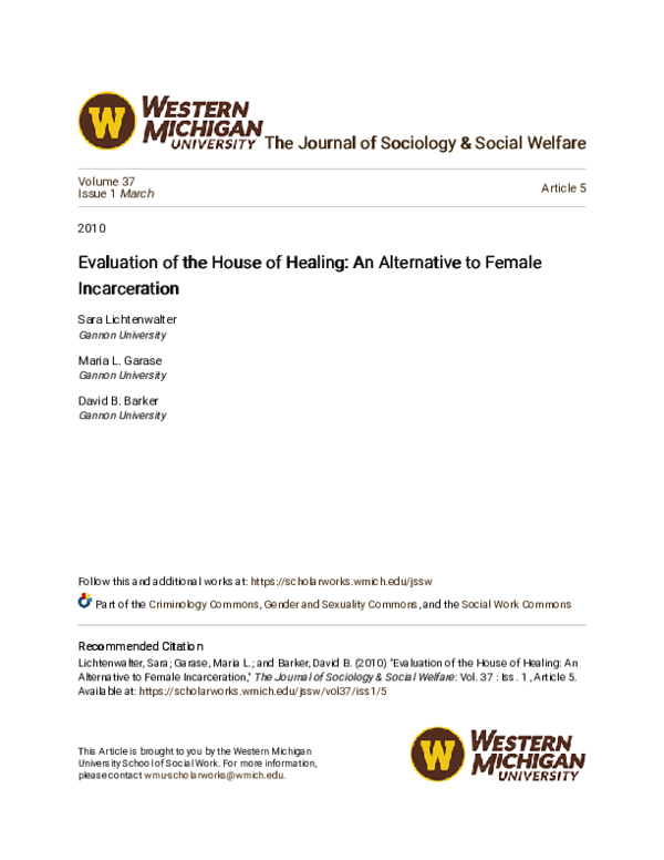 (PDF) Evaluation of the House of Healing: An Alternative to Female ...
