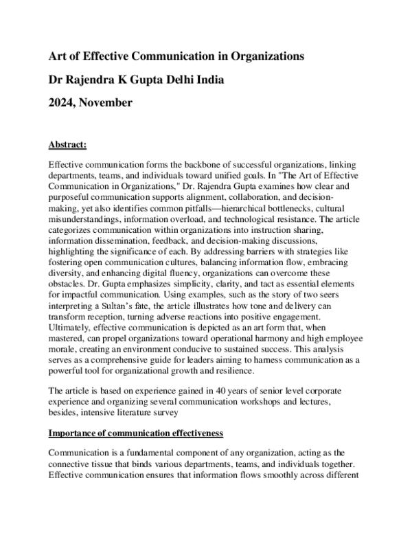 (PDF) Art of Effective business communication in organisation