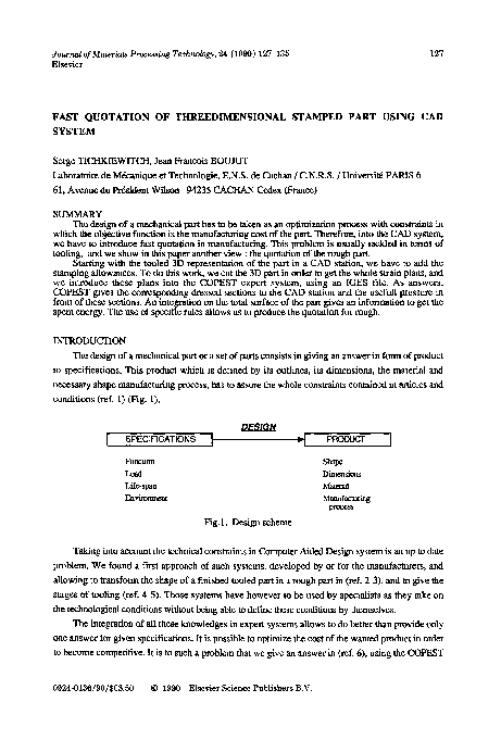 (PDF) Fast quotation of threedimensional stamped part using CAD system ...