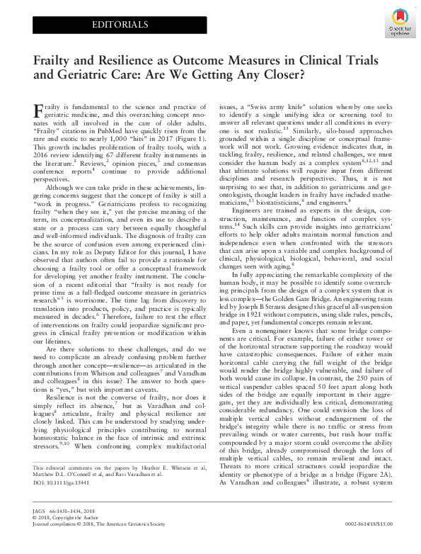 (PDF) Frailty and Resilience as Outcome Measures in Clinical Trials and ...