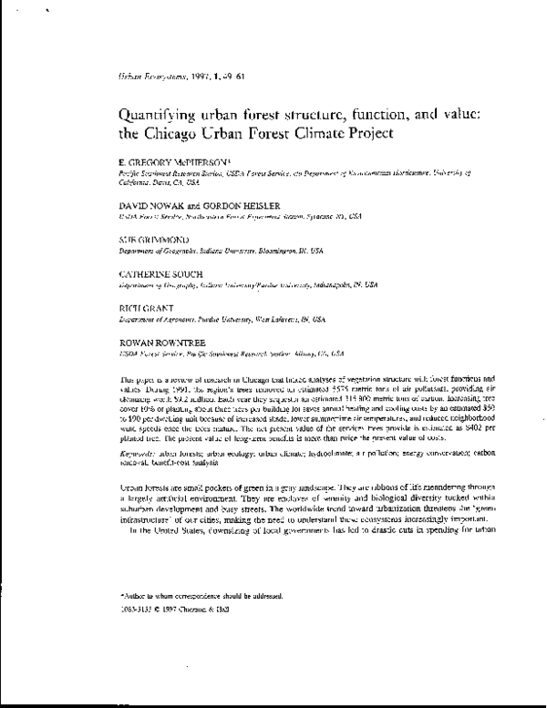 (PDF) Quantifying urban forest structure, function, and value: the ...