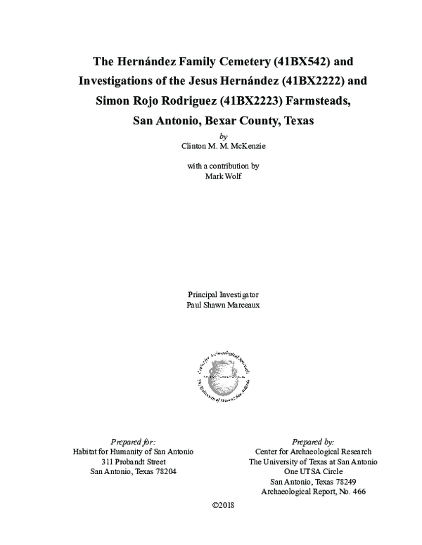 (PDF) The Hernández Family Cemetery (41BX542) and Investigations of the ...