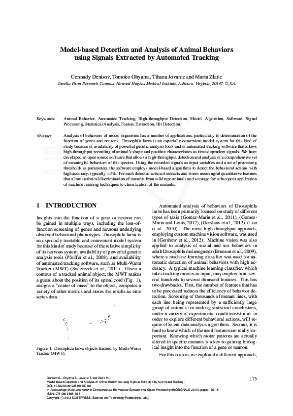 (PDF) Model-based Detection and Analysis of Animal Behaviors using ...