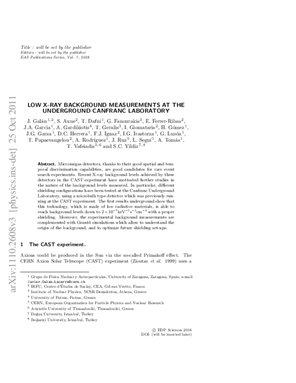 (PDF) Low X-Ray Background Measurements at the Underground Canfranc ...