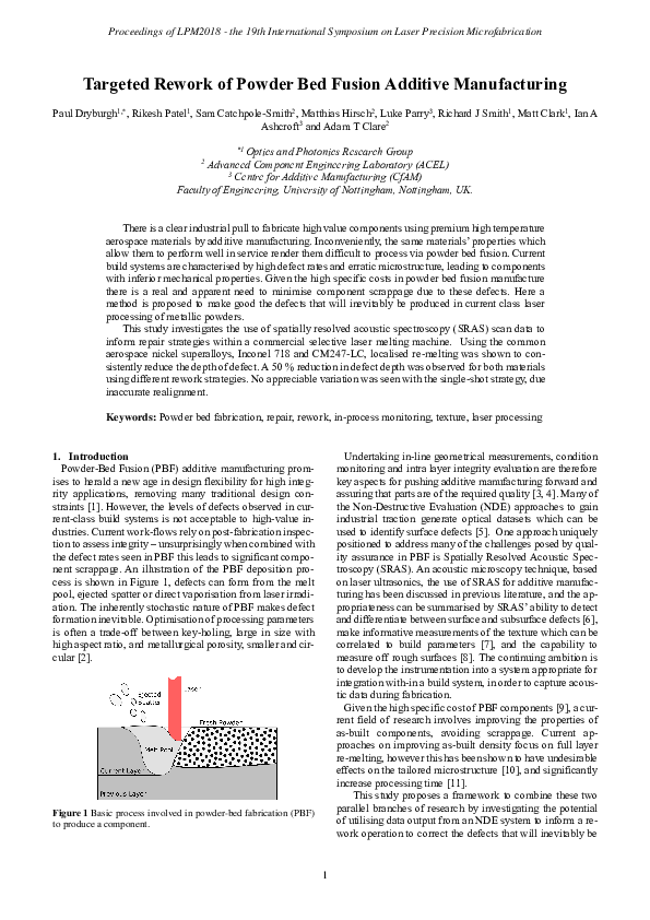 (PDF) Targeted rework of powder bed fusion additive manufacturing