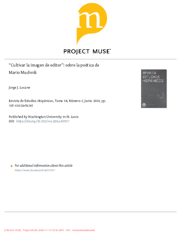 (PDF) Cultivar la imagen de editor. Sobre la poética de Mario Muchnik