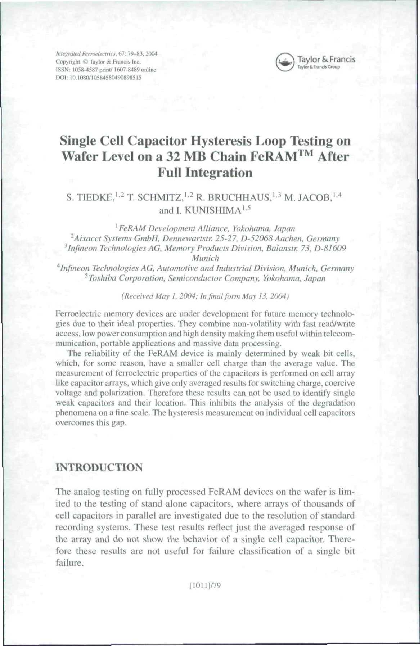 (PDF) Single Cell Capacitor Hysteresis Loop Testing on Wafer Level on a ...