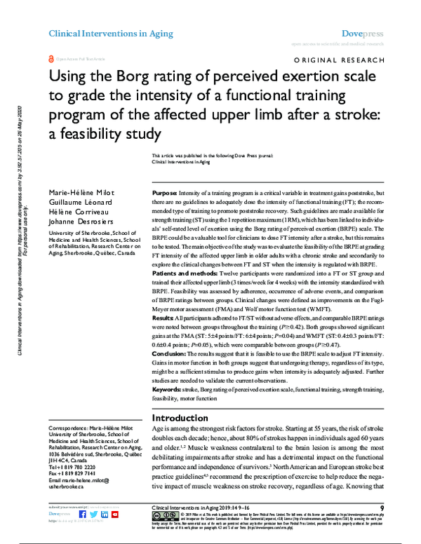 (PDF) Using the Borg rating of perceived exertion scale to grade the ...