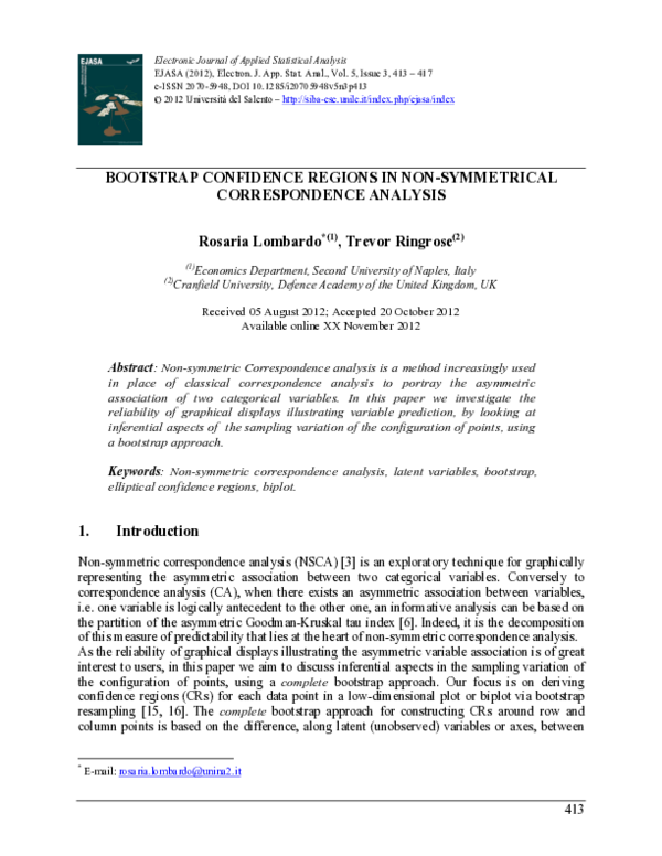 (PDF) Bootstrap Confidence Regions in Non-Symmetrical Correspondence Analysis