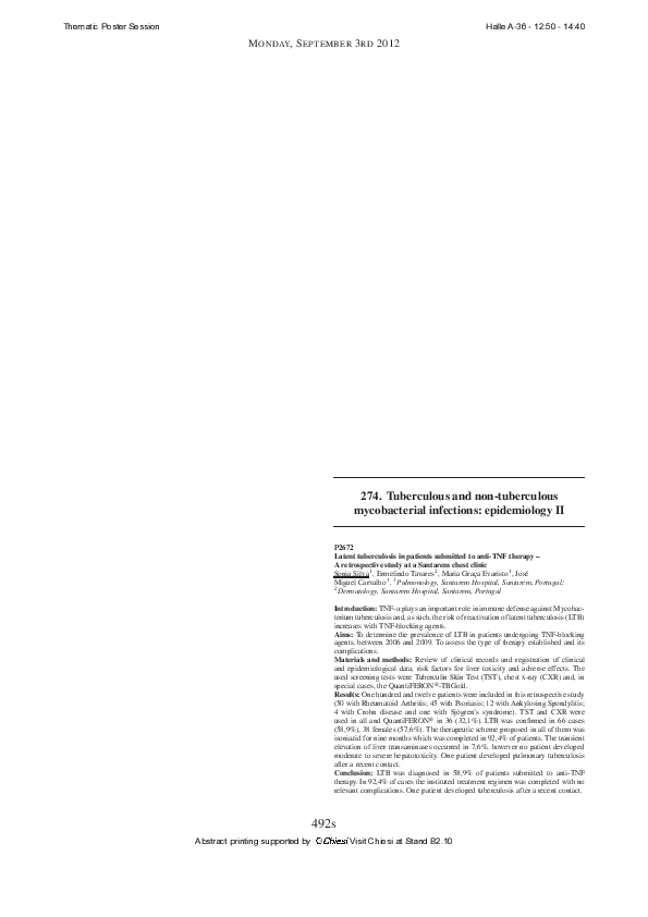 (PDF) Tuberculous and non-tuberculous mycobacterial infections : epidemiology II