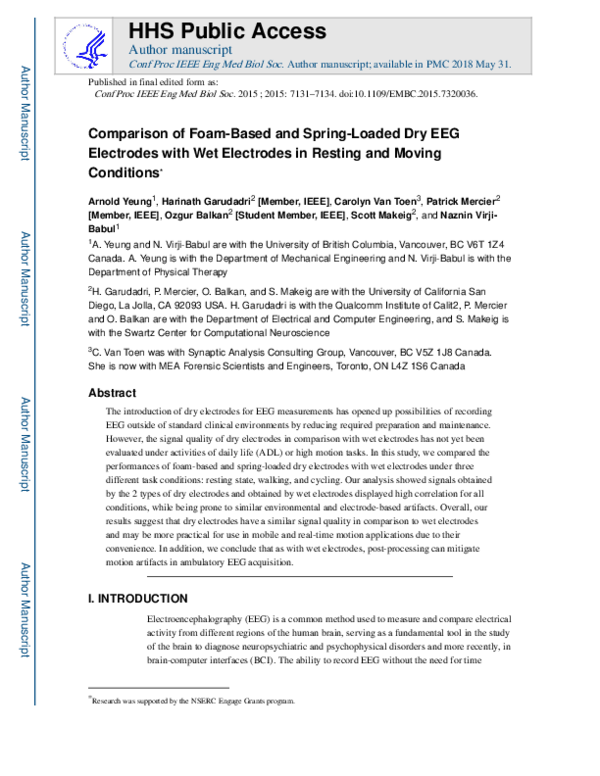 (PDF) Comparison of foam-based and spring-loaded dry EEG electrodes ...