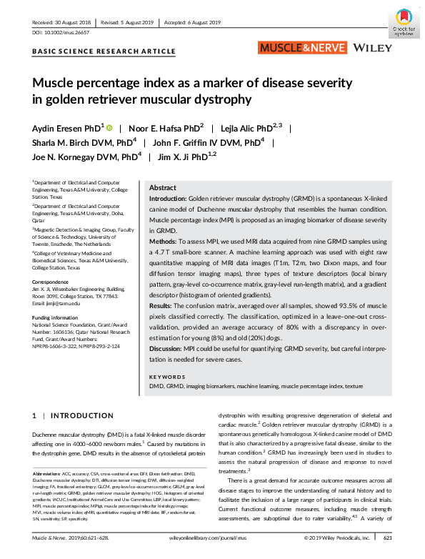 (PDF) Muscle percentage index as a marker of disease severity in golden ...