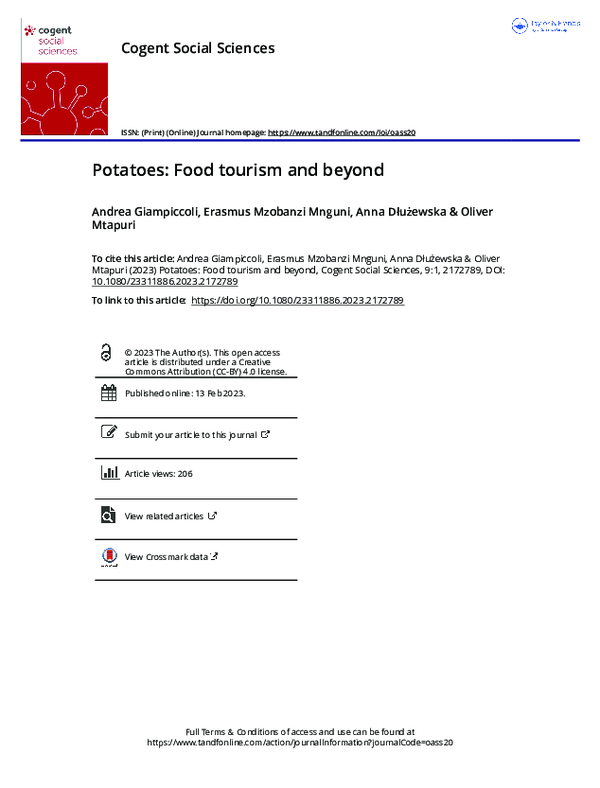 (PDF) Potatoes: Food tourism and beyond