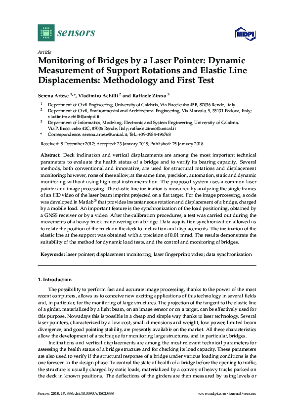 (PDF) Monitoring of Bridges by a Laser Pointer: Dynamic Measurement of ...