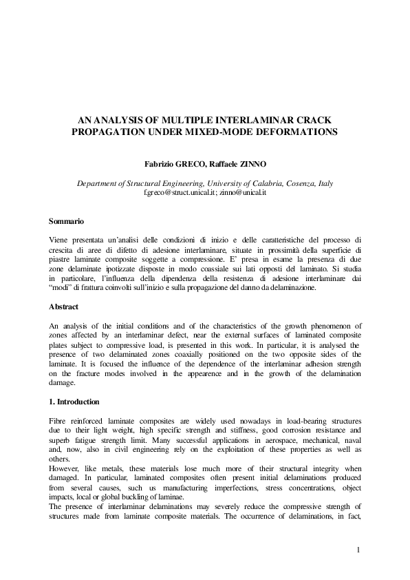 Pdf An Analysis Of Multiple Interlaminar Crack Propagation Under Mixed Mode Deformations