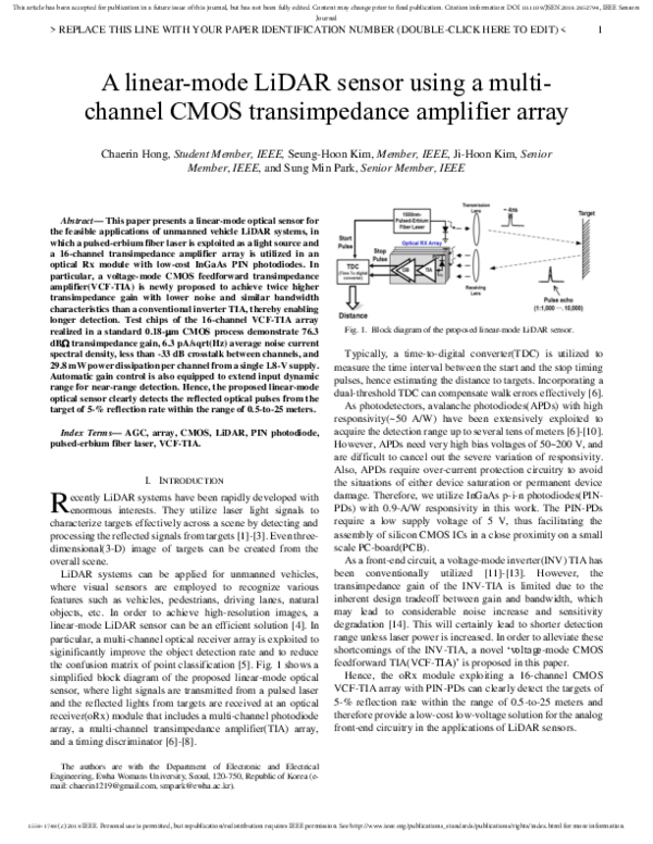 (PDF) A Linear-Mode LiDAR Sensor Using a Multi-Channel CMOS ...