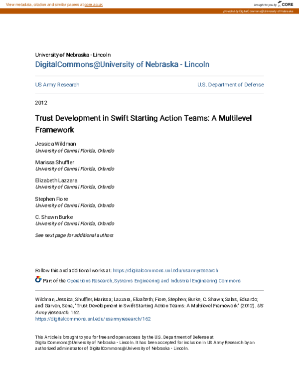 (PDF) Trust Development in Swift Starting Action Teams
