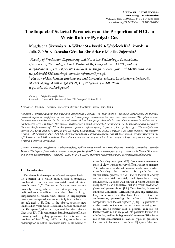 (PDF) The Impact of Selected Parameters on the Proportion of HCL in ...