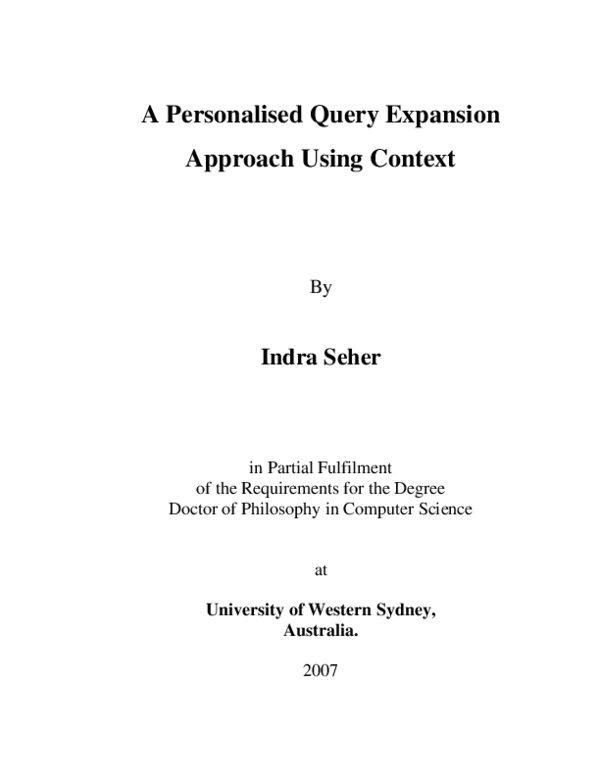 (PDF) A personalized query expansion approach using context