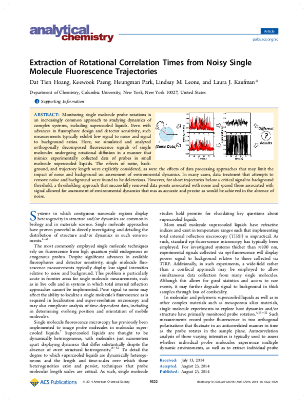 (PDF) Extraction of Rotational Correlation Times from Noisy Single ...