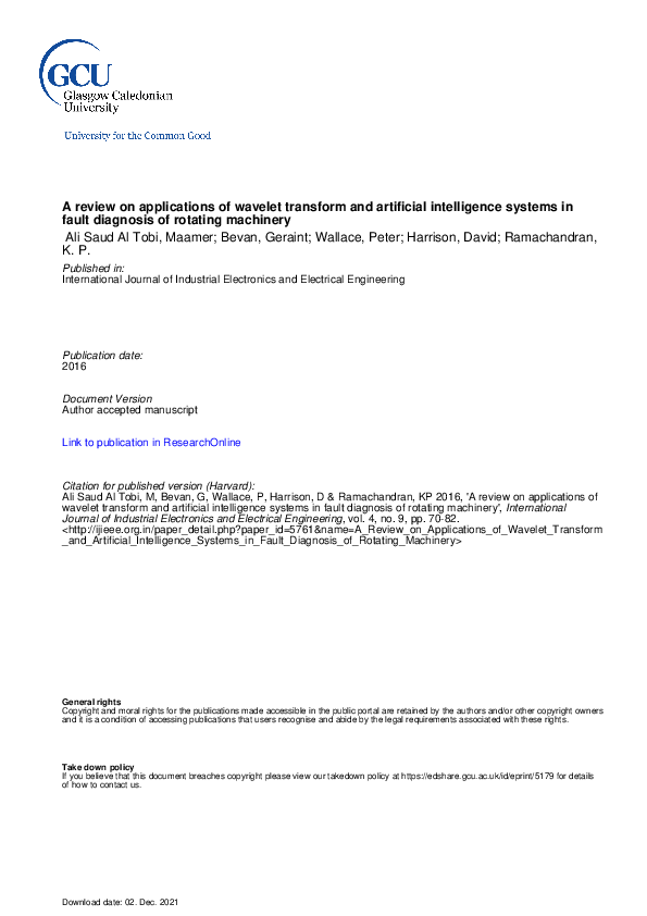 (PDF) A review on applications of wavelet transform and artificial intelligence systems in fault ...
