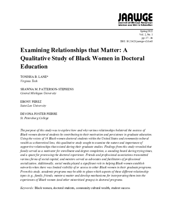 (PDF) Examining Relationships Matter