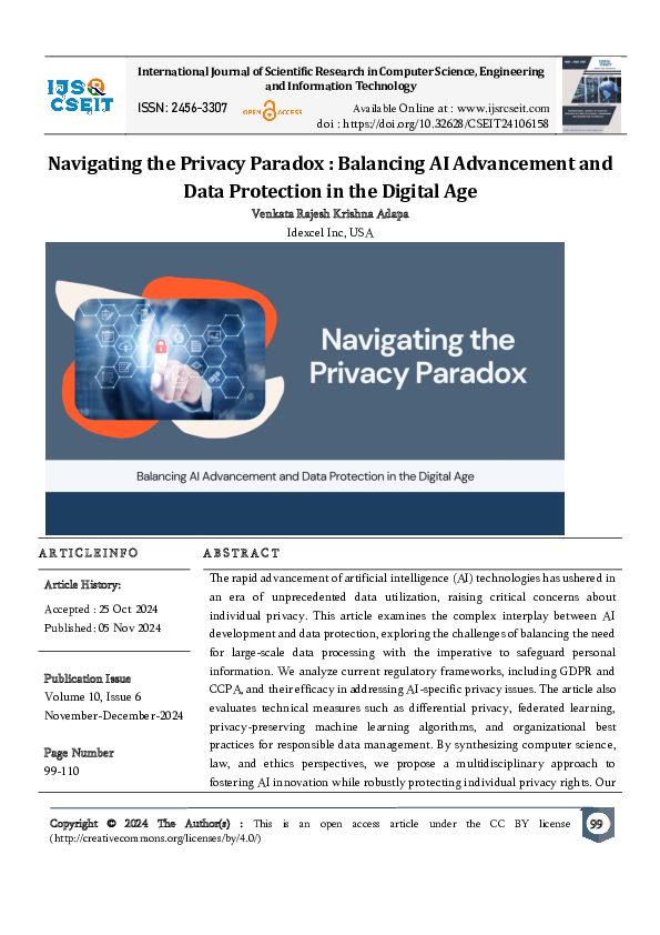 (PDF) NAVIGATING THE PRIVACY PARADOX : BALANCING AI ADVANCEMENT AND ...