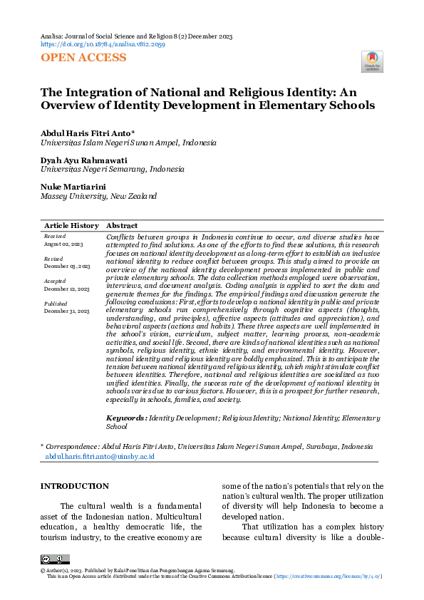 (PDF) The Integration of National and Religious Identity: an Overview ...