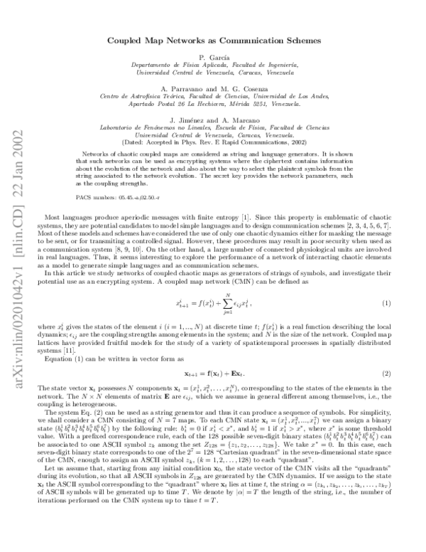 (PDF) Coupled map networks as communication schemes