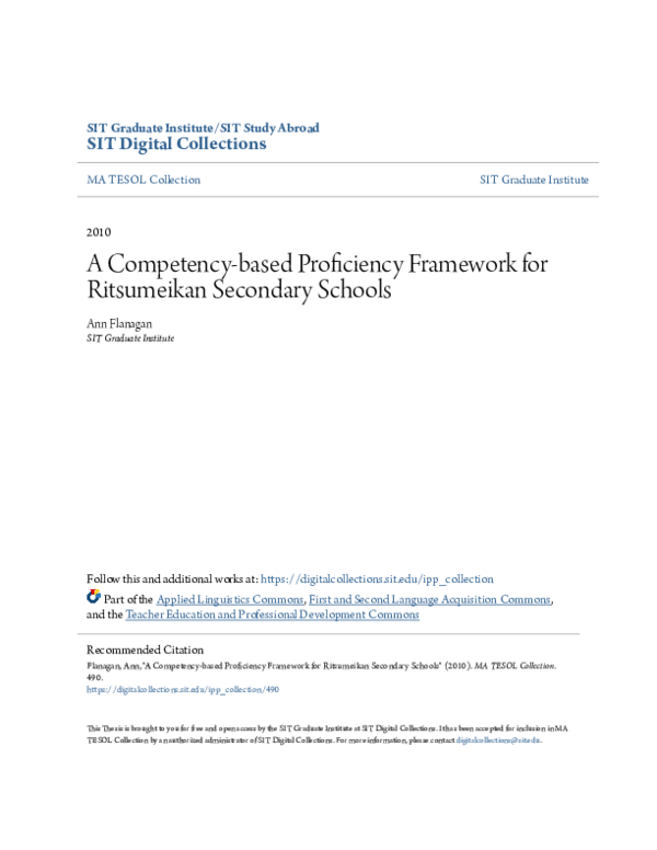 (PDF) A Competency-based Proficiency Framework for Ritsumeikan ...