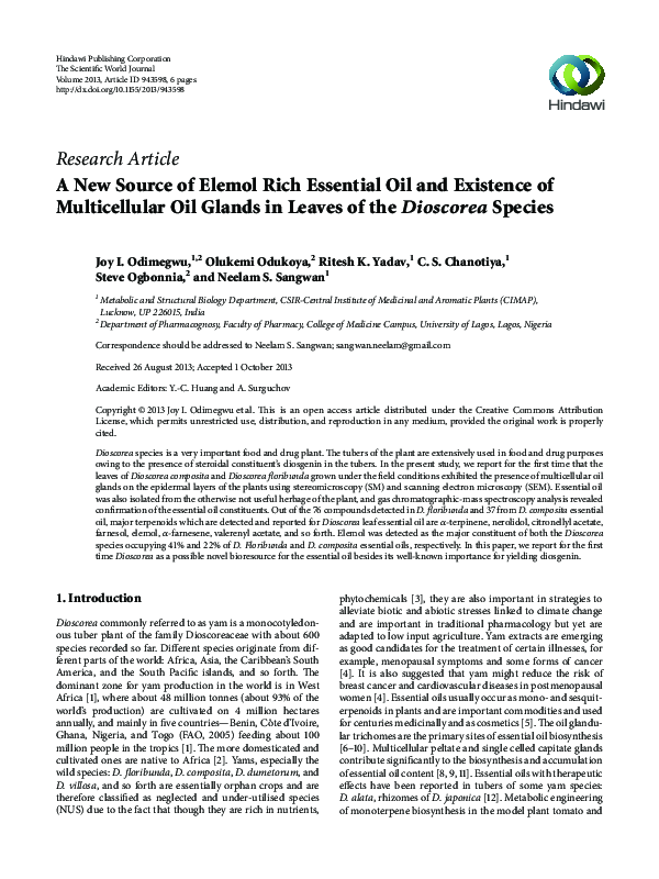 (PDF) A New Source of Elemol Rich Essential Oil and Existence of ...