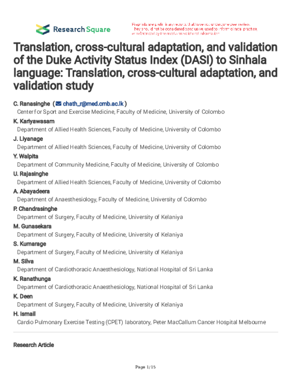 (PDF) Translation, cross-cultural adaptation, and validation of the ...