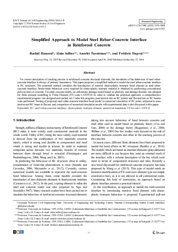 (PDF) Simplified approach to model steel rebar-concrete interface in ...