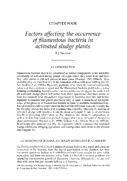 (PDF) Factors affecting the occurrence of filamentous bacteria in ...