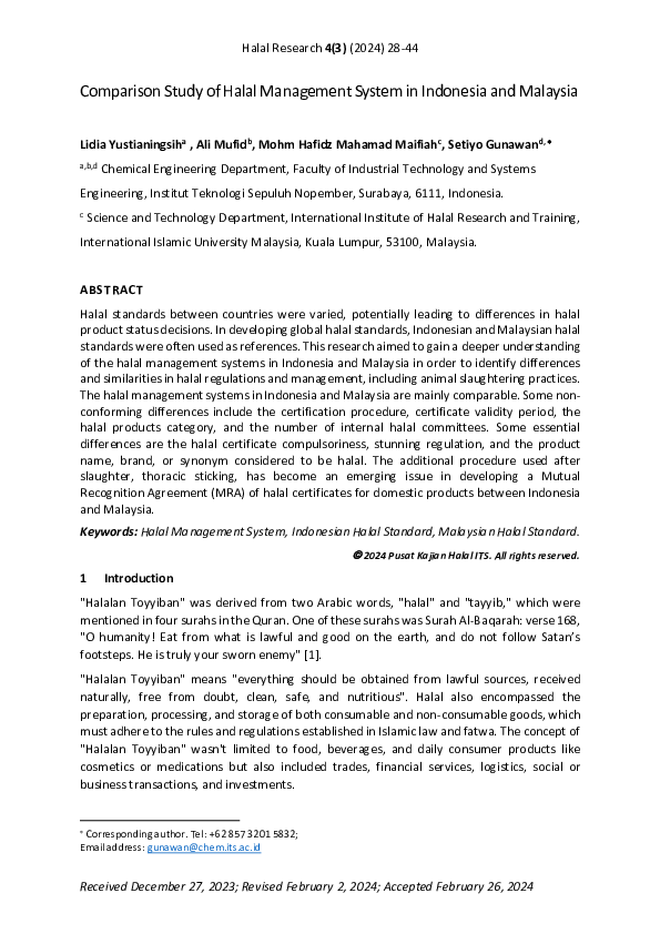 (PDF) Comparison Study of Halal Management System in Indonesia and Malaysia