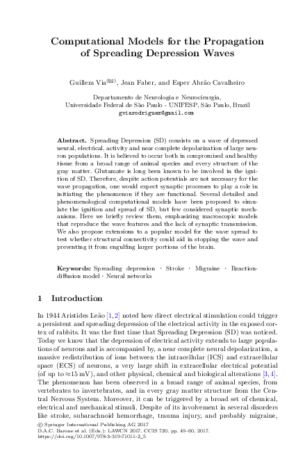 (PDF) Computational Models for the Propagation of Spreading Depression Waves | Esper Cavalheiro ...