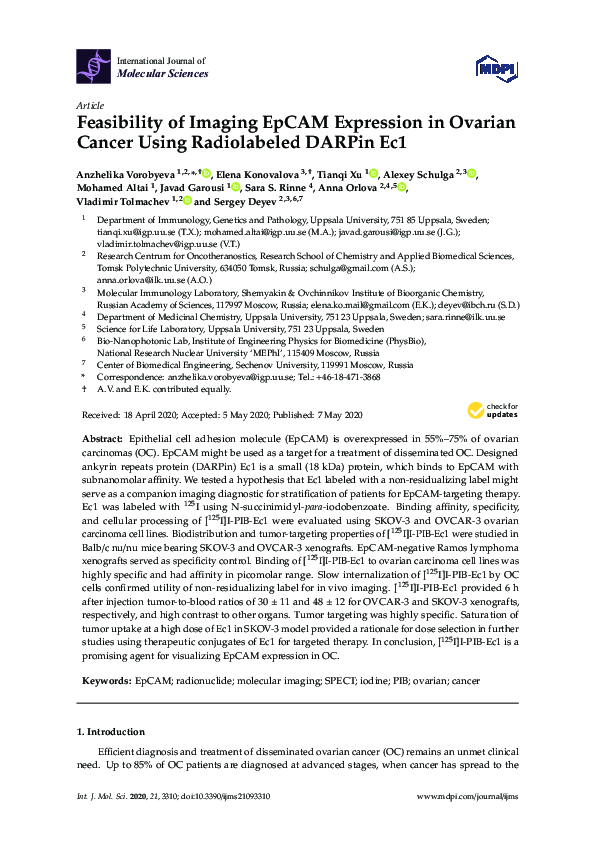 (PDF) Feasibility of Imaging EpCAM Expression in Ovarian Cancer Using ...