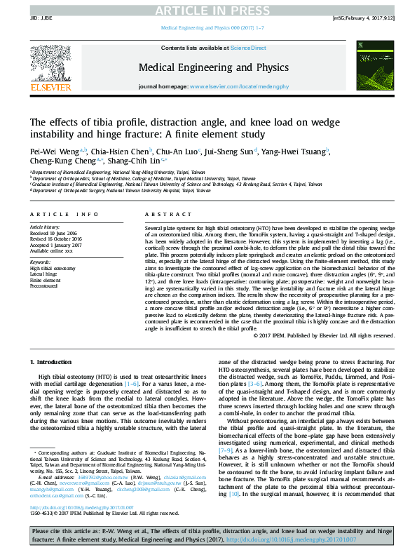 (PDF) The effects of tibia profile, distraction angle, and knee load on ...
