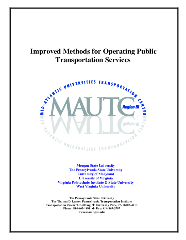 (PDF) Improved Methods for Operating Public Transportation Services