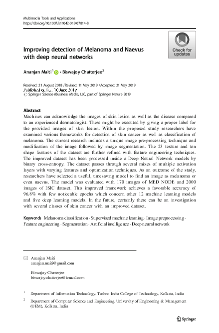(PDF) Improving detection of Melanoma and Naevus with deep neural networks