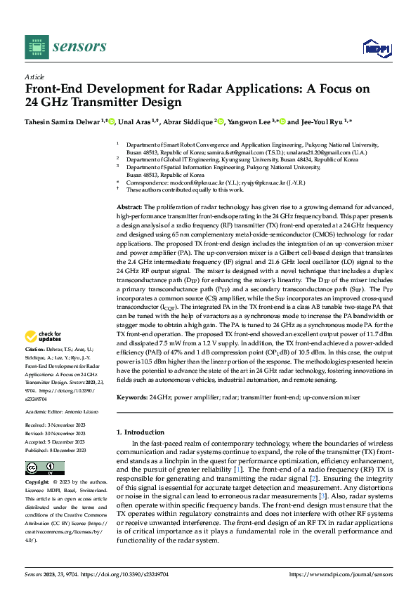 (PDF) Front-End Development for Radar Applications: A Focus on 24 GHz ...